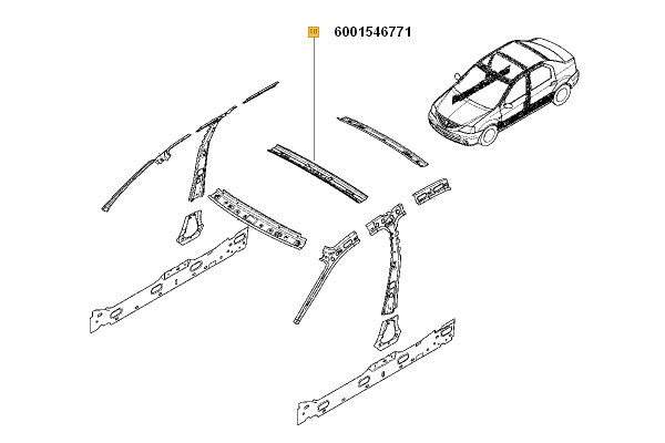 Traversa centrala pavilion Dacia Logan Renault 6001546771
